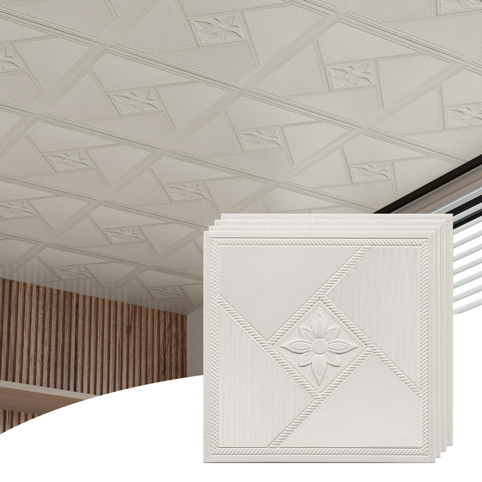 Snapklik.com : 16 Pcs Ceiling Tiles Peel And Stick, Decorative Foam ...