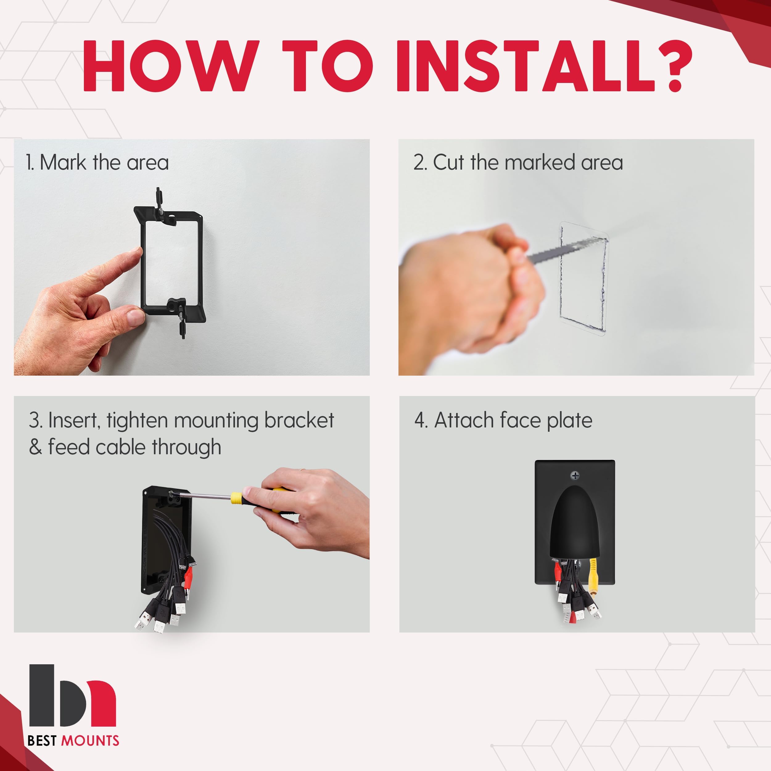 Snapklik.com : BestMounts - 2 Pack Outer Nose Behind Wall Cable ...