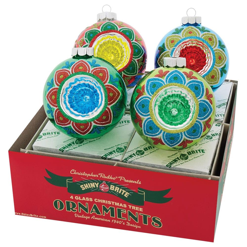 Amazon.com: Shiny Brite Holiday Splendor 4 Count 4" Rounds with ...