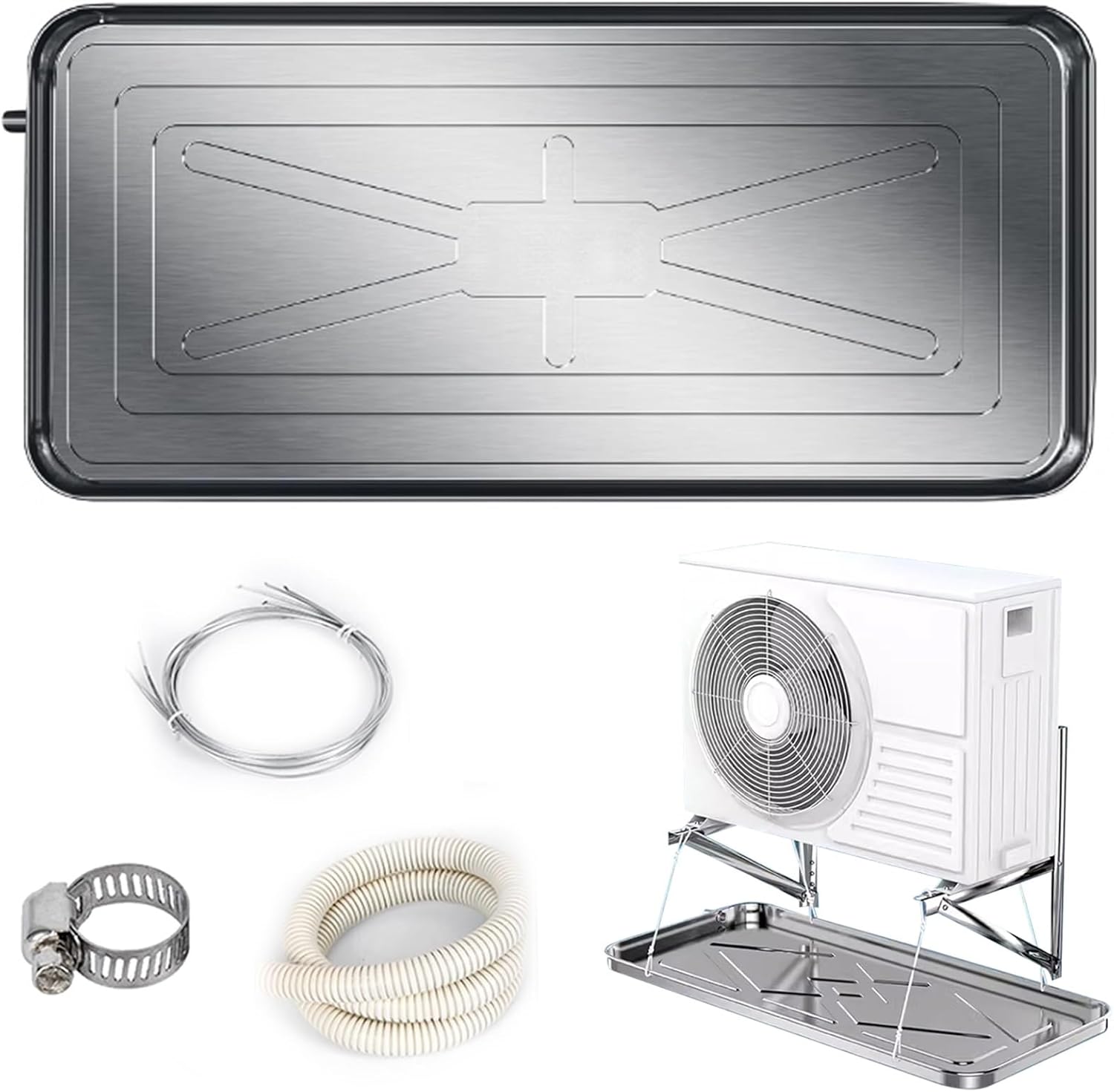 Amazon.com: TRUNXUCL Air Conditioner Stainless Steel Tray Drip Pan with ...