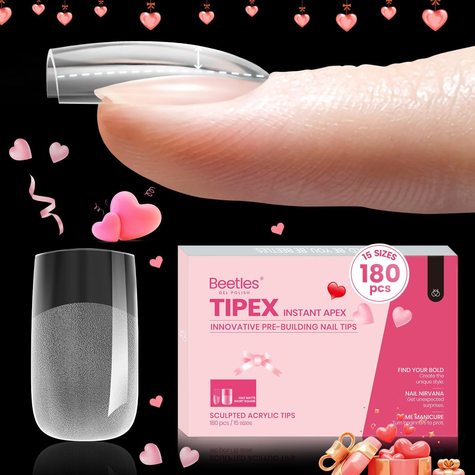 Amazon.com: Beetles Tipex Instant Apex Nail Tips,180Pcs Pre-Building ...
