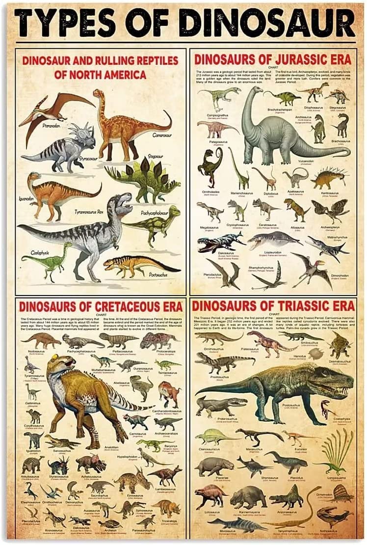Tableau D'identification Des Dinosaures Pour Les Enfants
