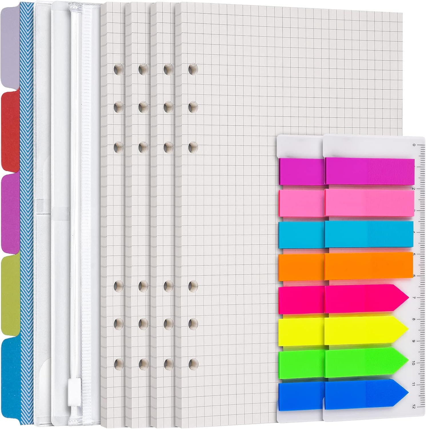 A5 Graph Refill Paper, 4 Pack 6 Ring Planner Binder refillable, 5pcs ...