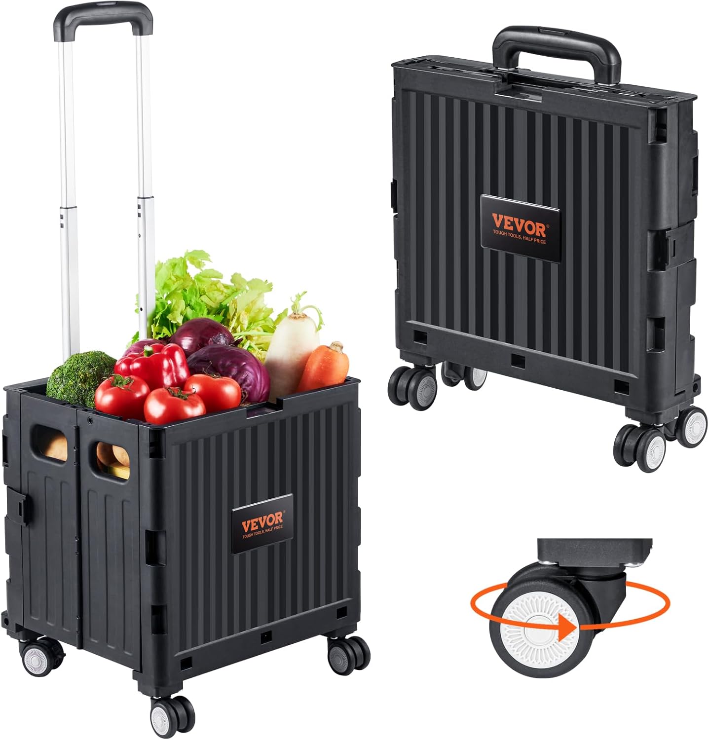 VEVOR Foldable Utility Cart, 110 lbs Static Load Capacity, Folding ...