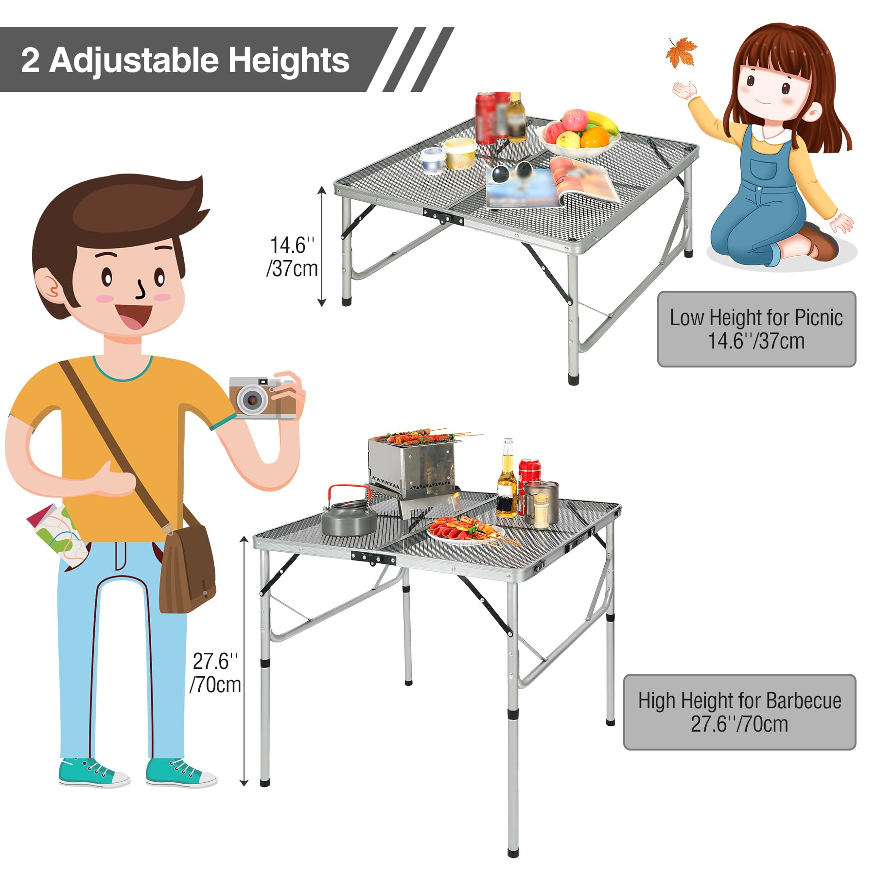 Snapklik.com : REDCAMP Folding Portable Grill Table For Outside ...