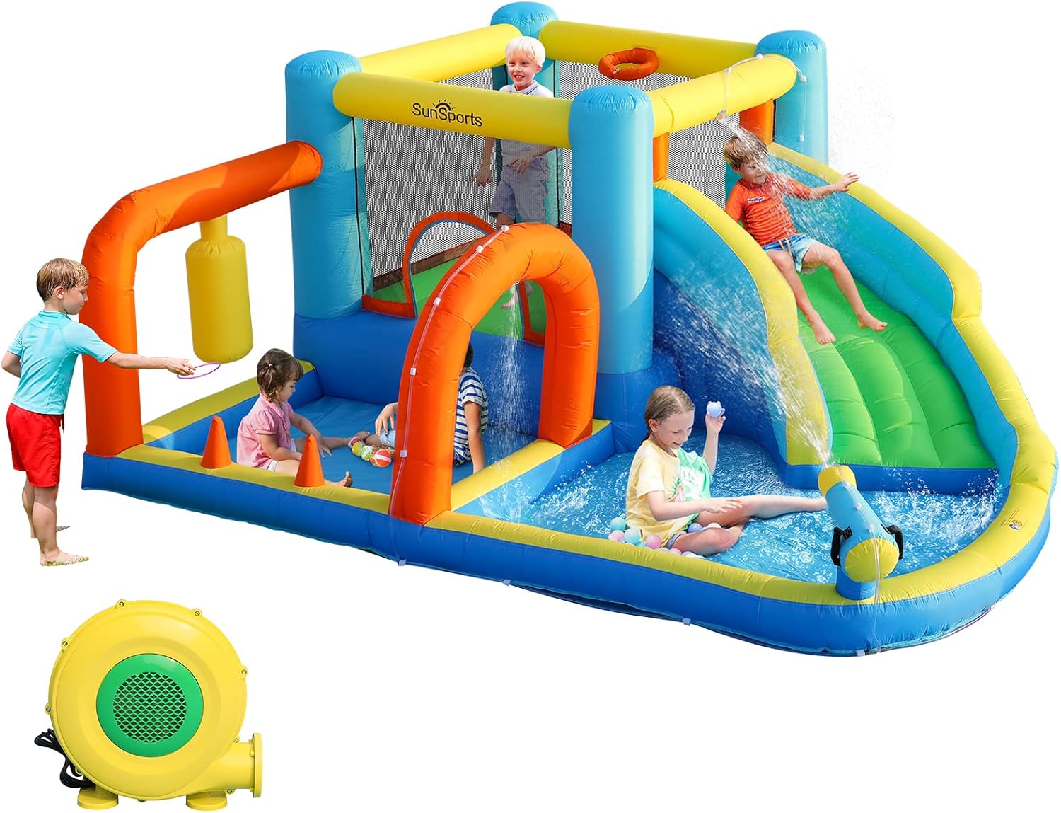 Amazon.com: SunSports Inflatable Water Slide,Kids Bounce House with ...
