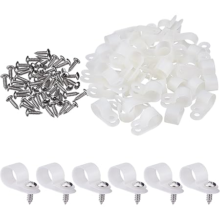 Amazon.com: Hicarer 100 Pack 1/4 Inch R-type Clip Cable Fastener Wire ...