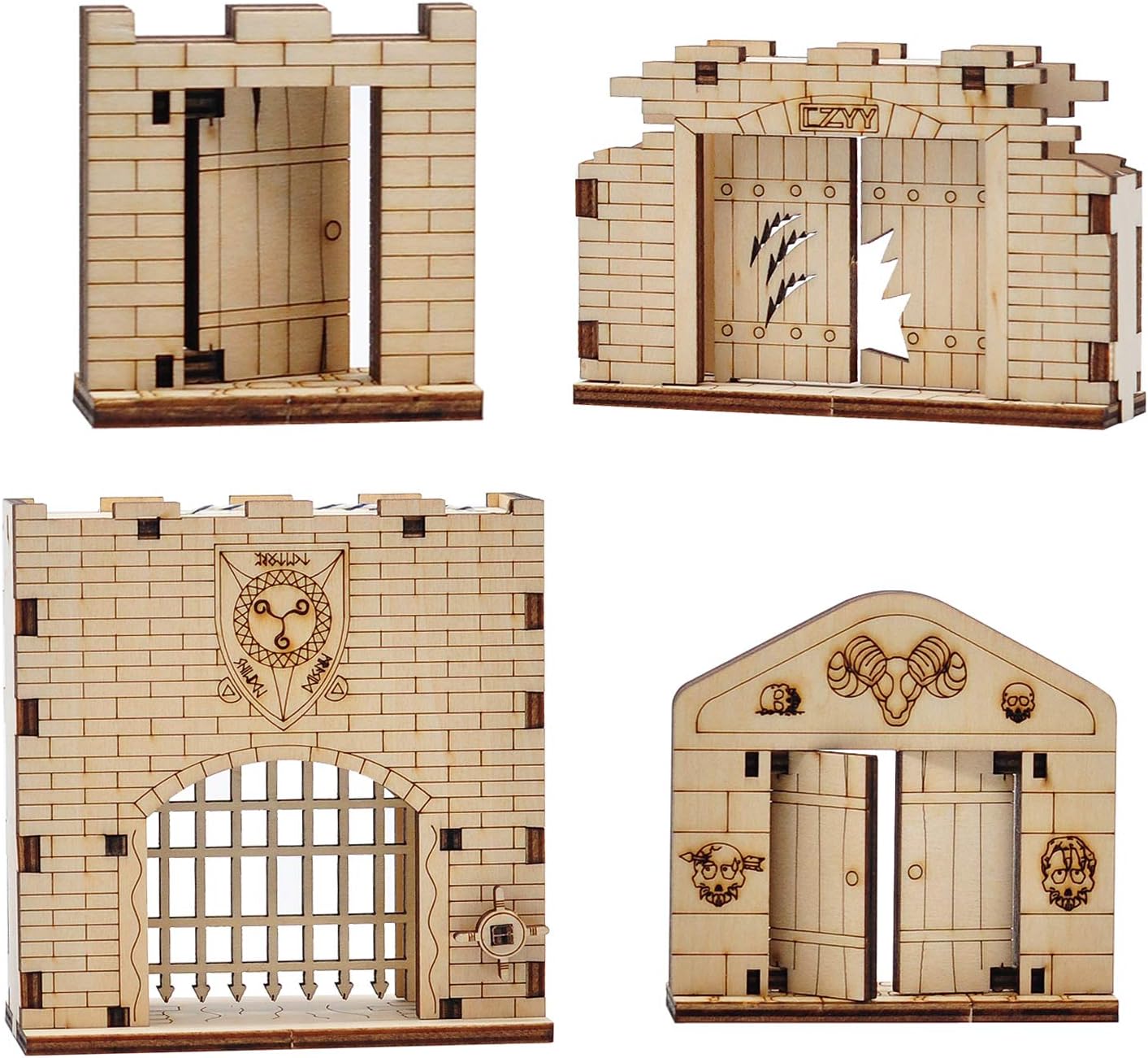 Amazon.com: Dungeon Door & Portcullis Gate Miniatures (Set of 4) Wooden ...