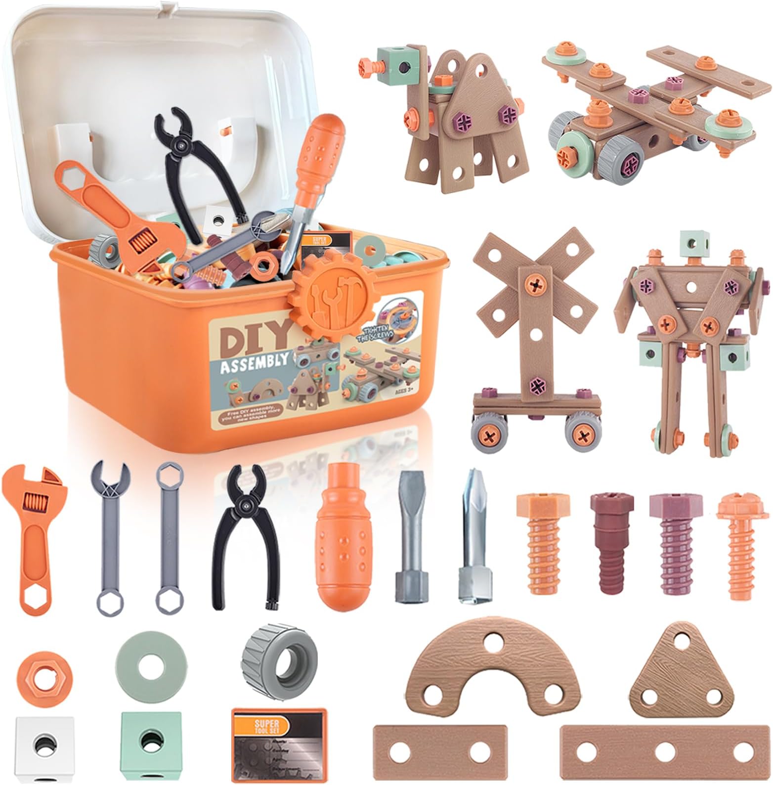 AM ANNA 144PCS Kids Tool Set with Electric Drill Toddler Tool Set ...