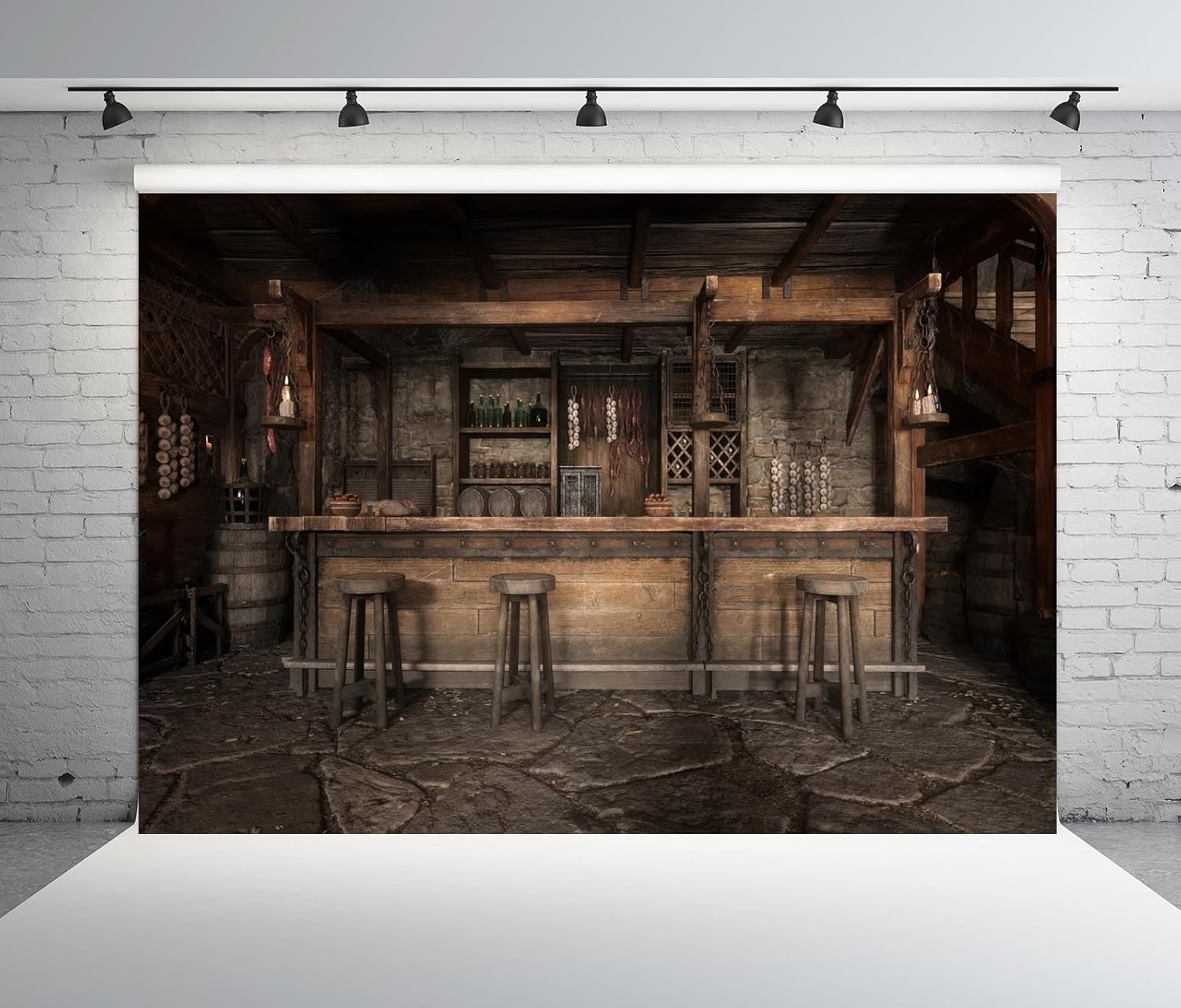 Amazon.com : BELECO 20x10ft Fabric Medieval Tavern Bar Backdrop Fantasy ...
