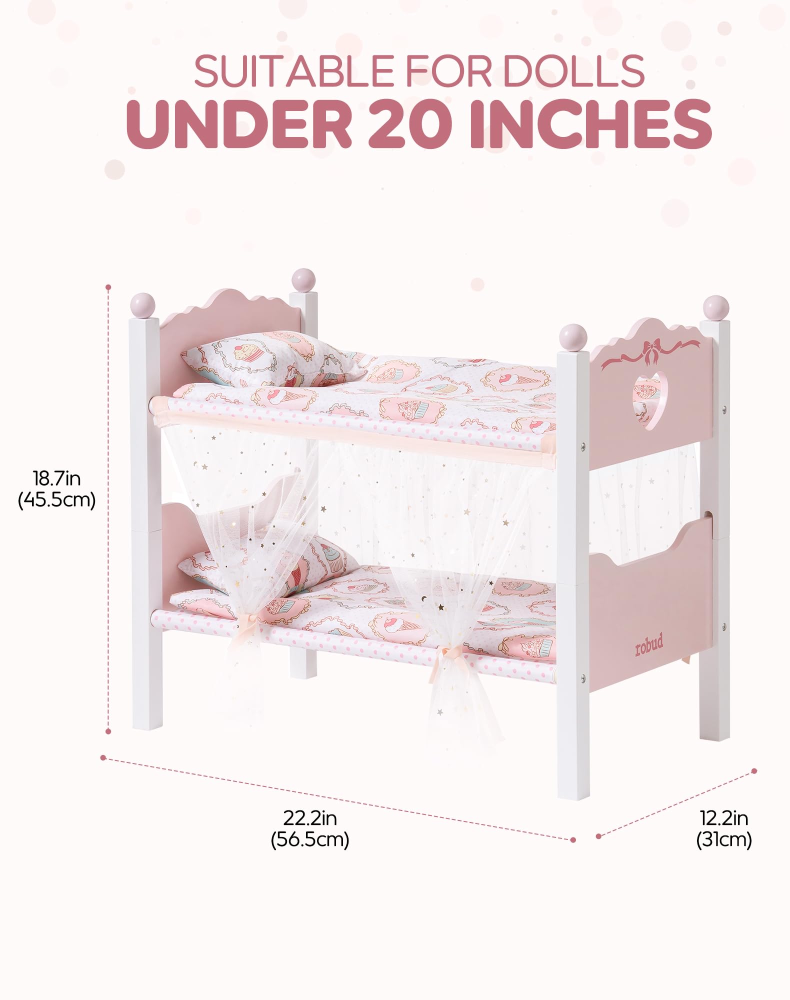 Snapklik.com : ROBUD Baby Doll Crib, Wooden Baby Doll Beds For 20 Inch ...