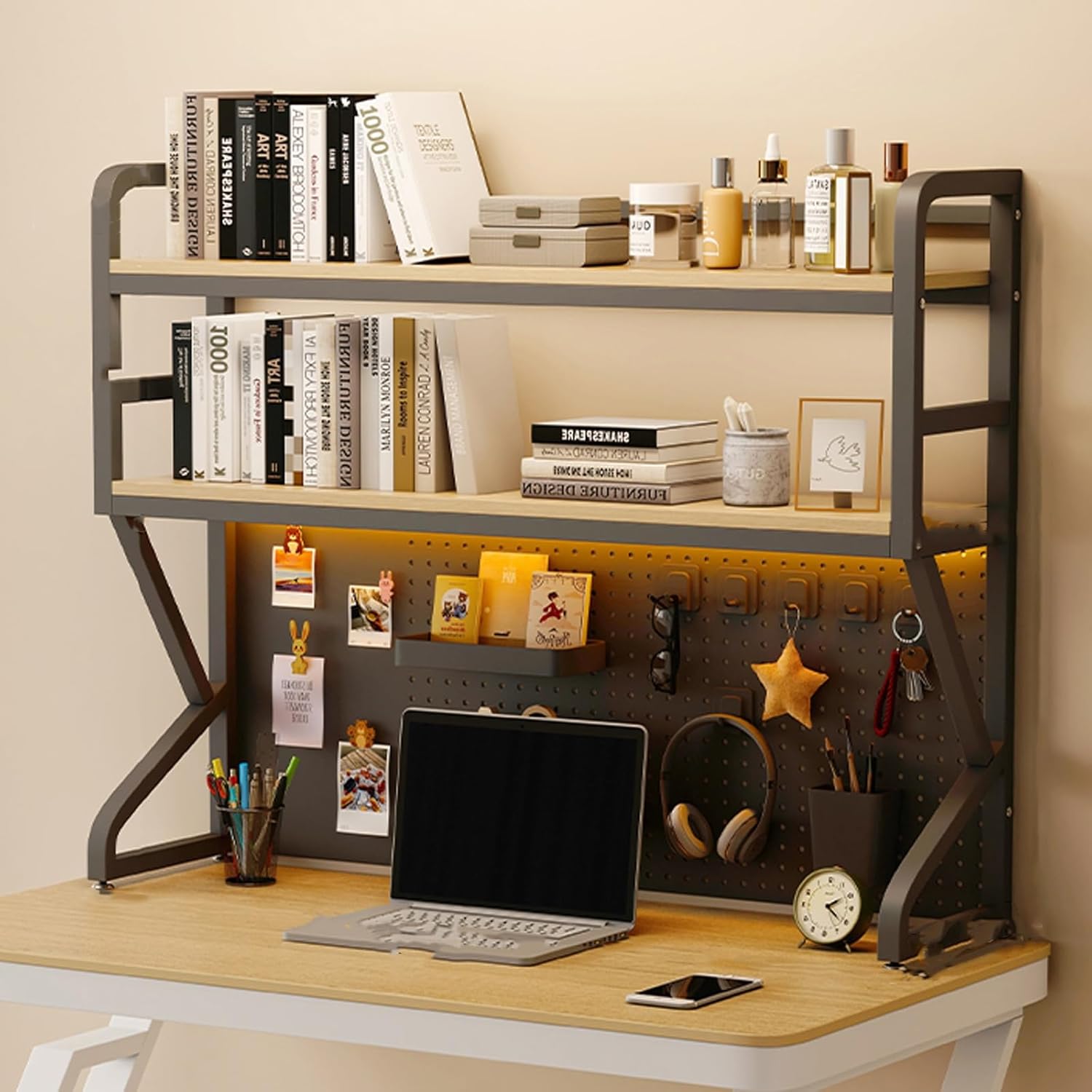 Amazon.com: DYUNCZ 2-Tier Desk Shelves, Desktop Bookshelf for Computer ...