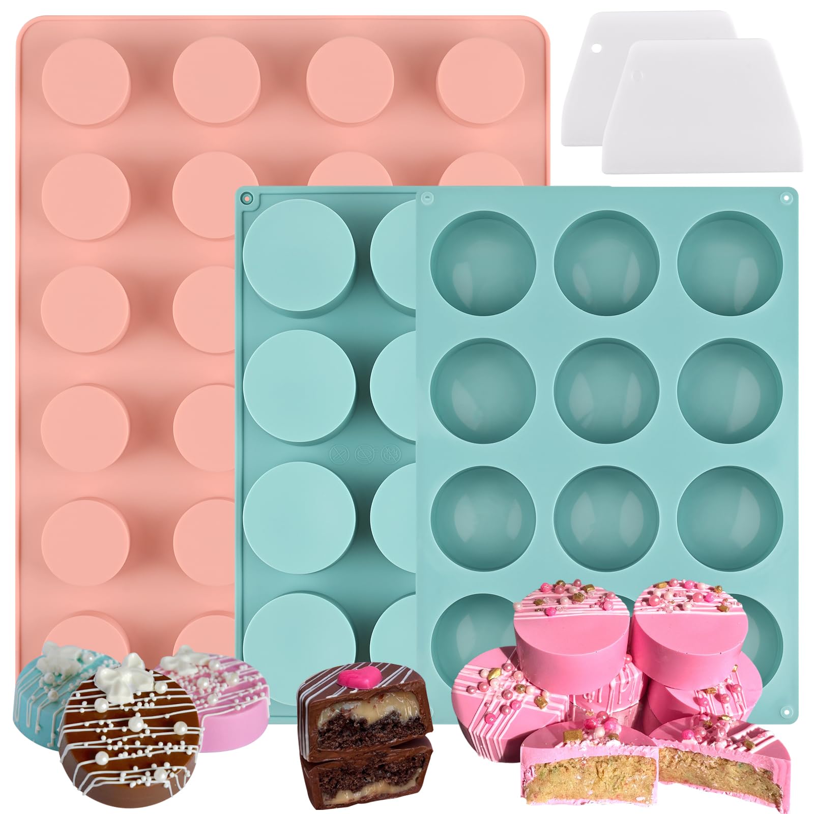 Actvty Cake Puck Mold Set, Chocolate Covered Cake Silicone Molds, 24 ...