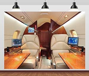 Amazon.com : Loccor 5x3ft Fabric Airplane Backdrop Luxurious Jet ...
