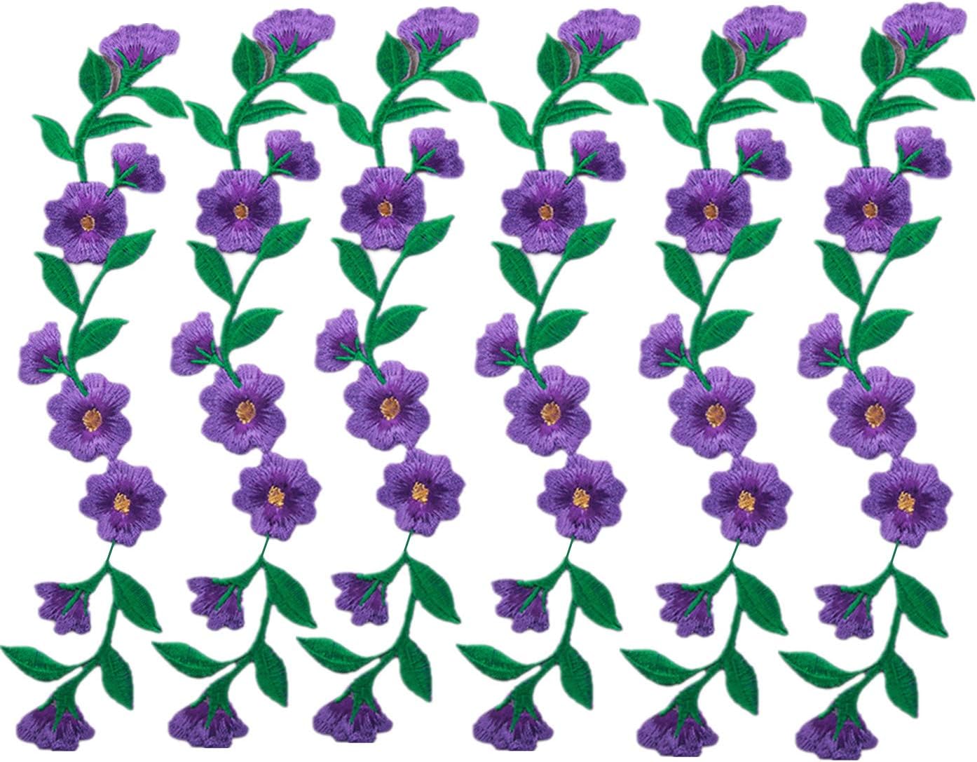 Amazon.com: 6 Pieces 9 1/2 Inch Long Patches Flowers Embroidered Iron ...