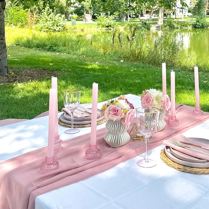 Amazon.com: Dusty Rose Table Runner 27x120 Inches Rustic Chiffon Table ...