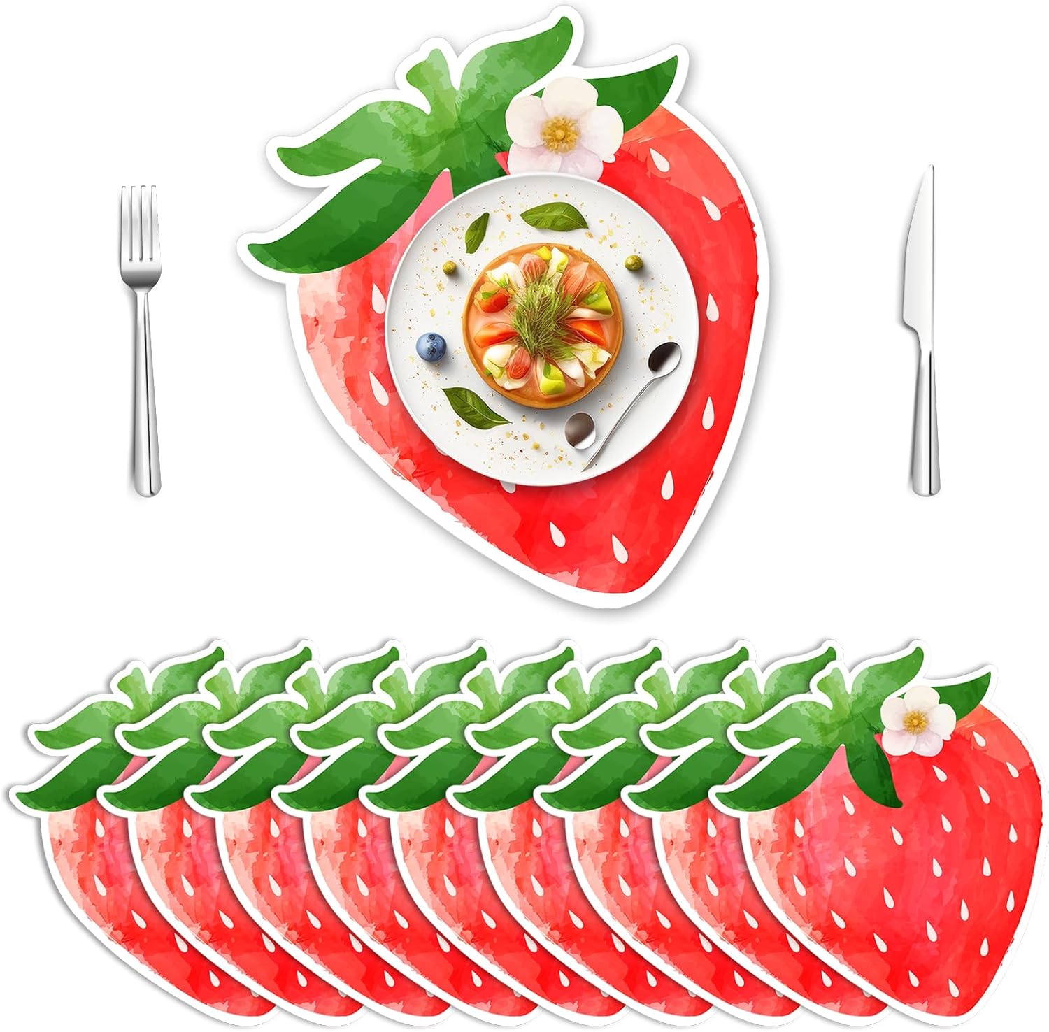 Amazon.com: JarThenaAMCS 50Pcs Strawberry Paper Placemats Watercolor ...