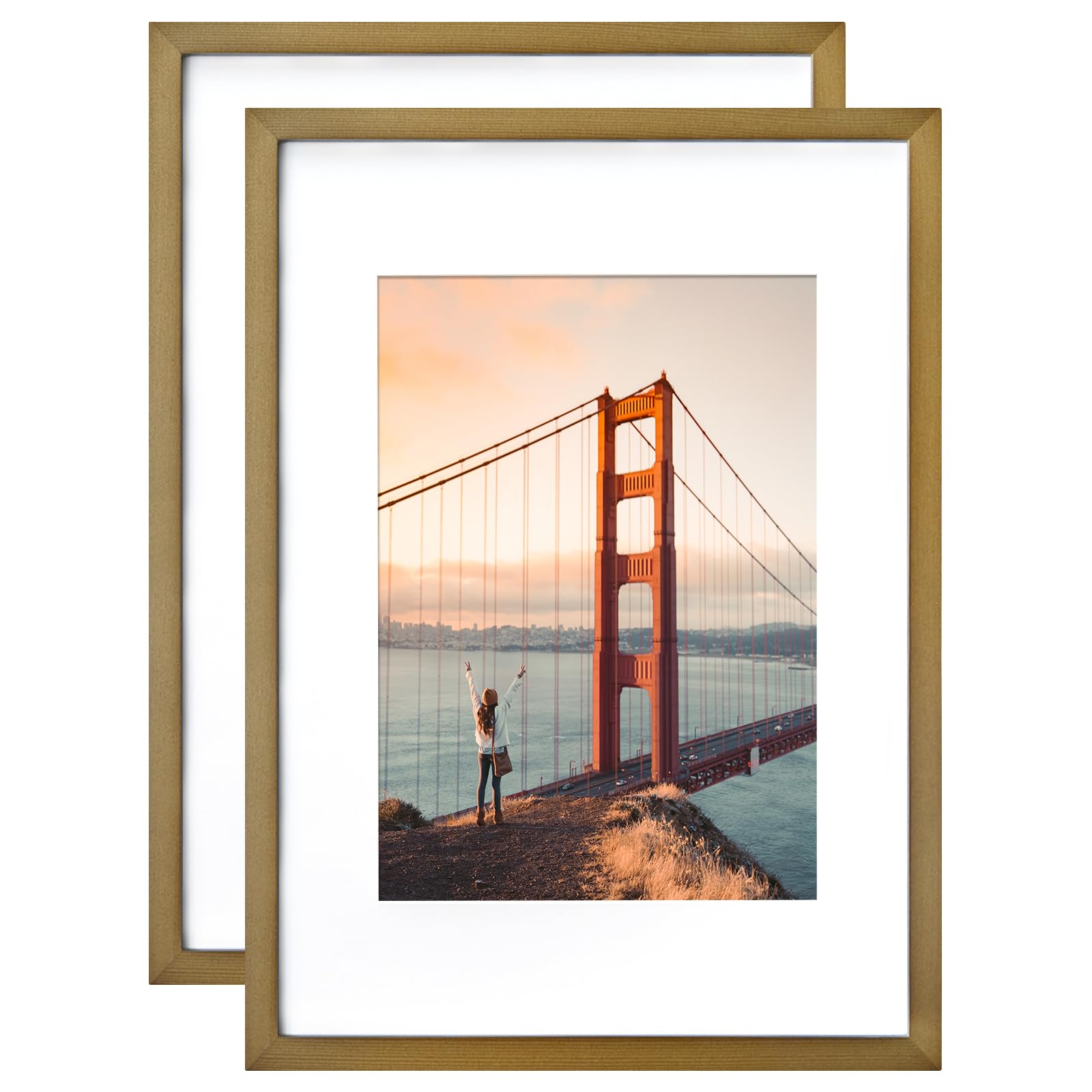 Amazon.com - KINLINK A2 Picture Frames Brown, Wood Frames with Acrylic ...