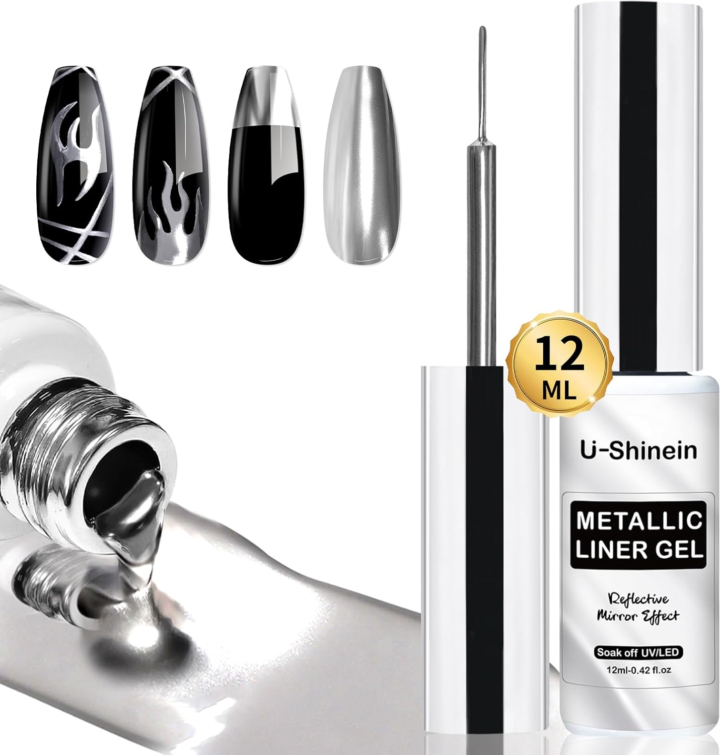 U-Shinein Silver Painting Gel, Update Painting Gel, Strong Reflection ...