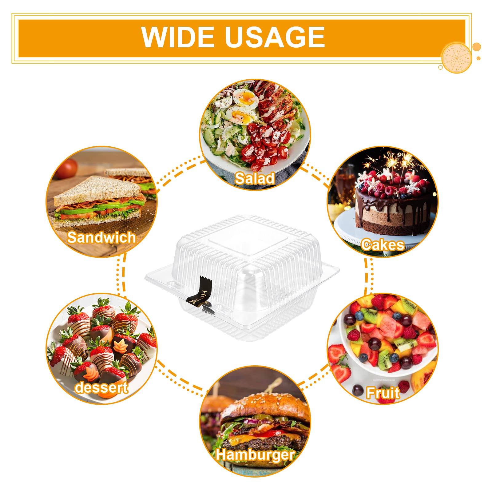 Snapklik.com : LISHINE 200 Pack Clear Plastic Hinged Take Out ...