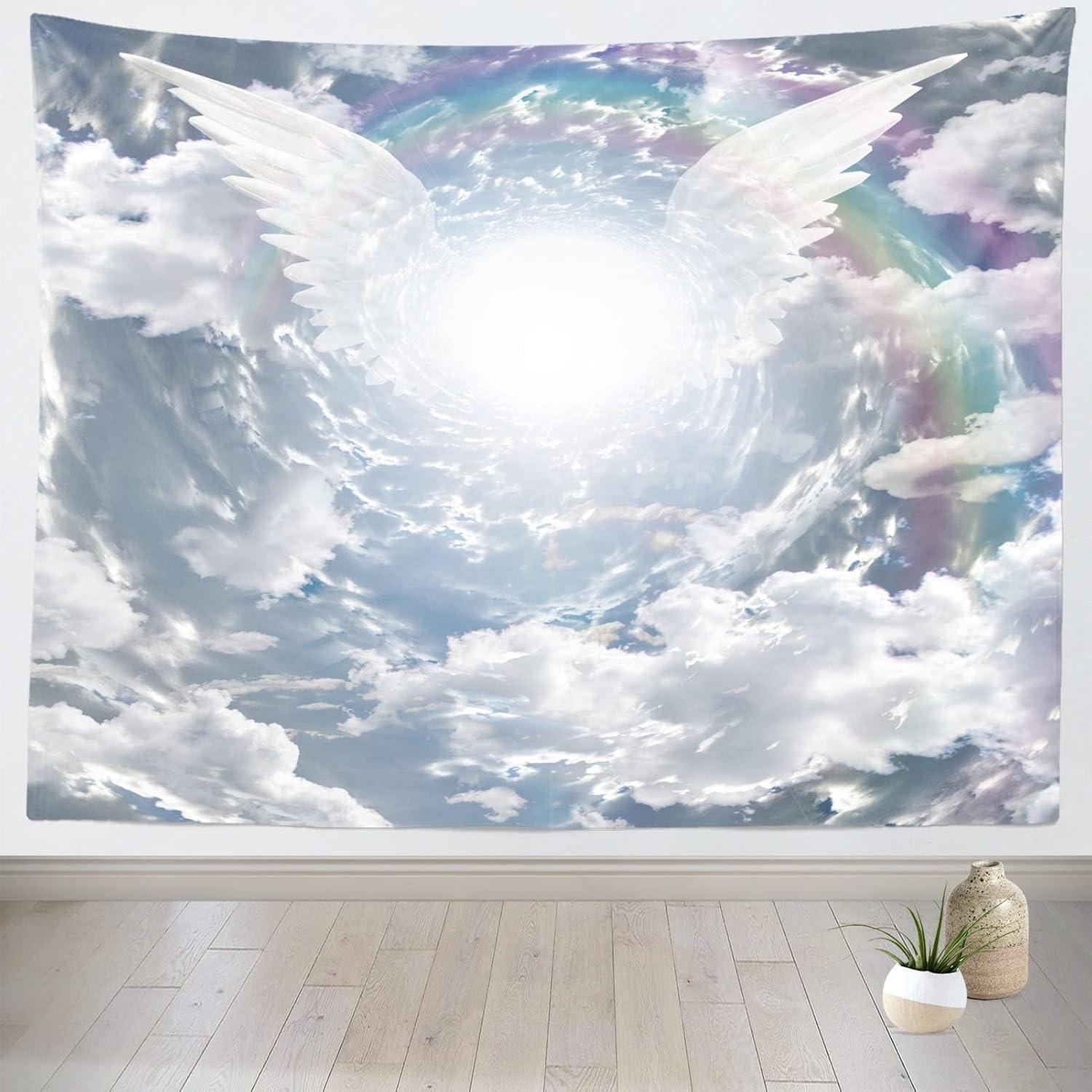Amazon.com: CORFOTO Fabric Fantasy Angel Wings Tapestry Clouds Light ...