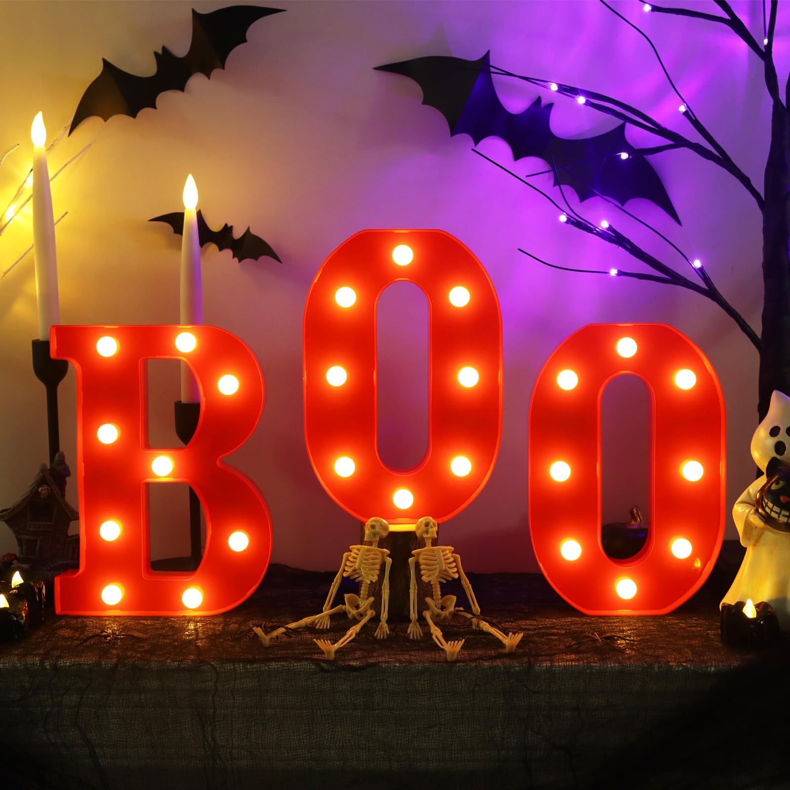 Amazon.com : Boo Sign Light Up Halloween Decorations Indoor, Boo Decor ...