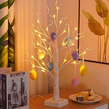 Easter Tree Lamp Lighted up Easter Decorations for Tabletop, Artifical ...