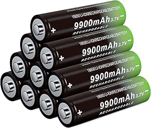 Amazon.com: ORJAHDKUL 1 8 6 5 0 Rechar 10 Pack 3.7 v 9 900mA h L i-i on ...