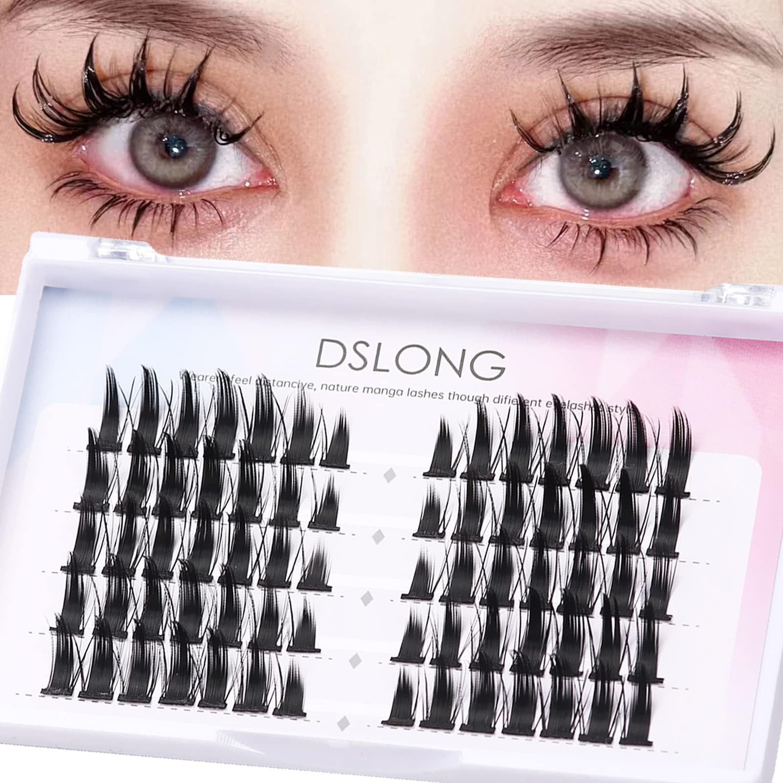 Amazon.com: DSLONG Manga Lashes Natural Look Individual Lash Wispy ...