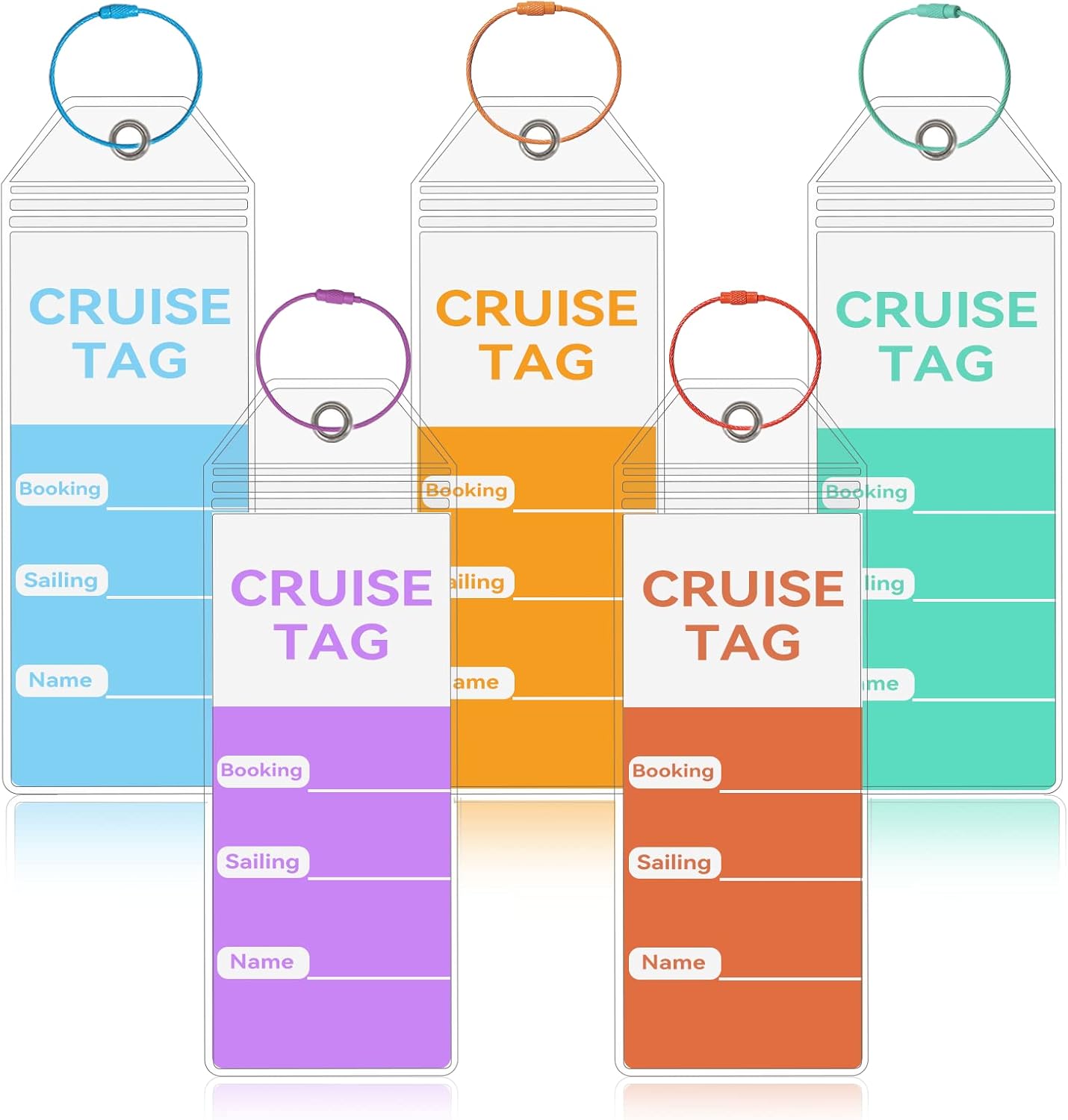 5PCS Clear Cruise Luggage Tags Set,Waterproof PVC Tag Holder Reusable ...