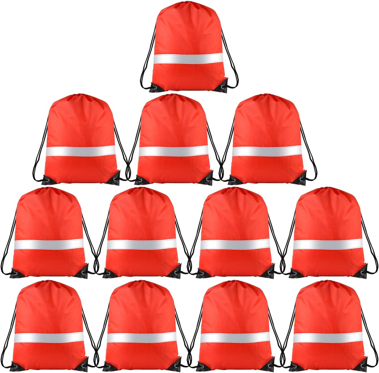 Amazon.com | KUUQA 12 Pcs Red Drawstring Backpacks with Reflective ...