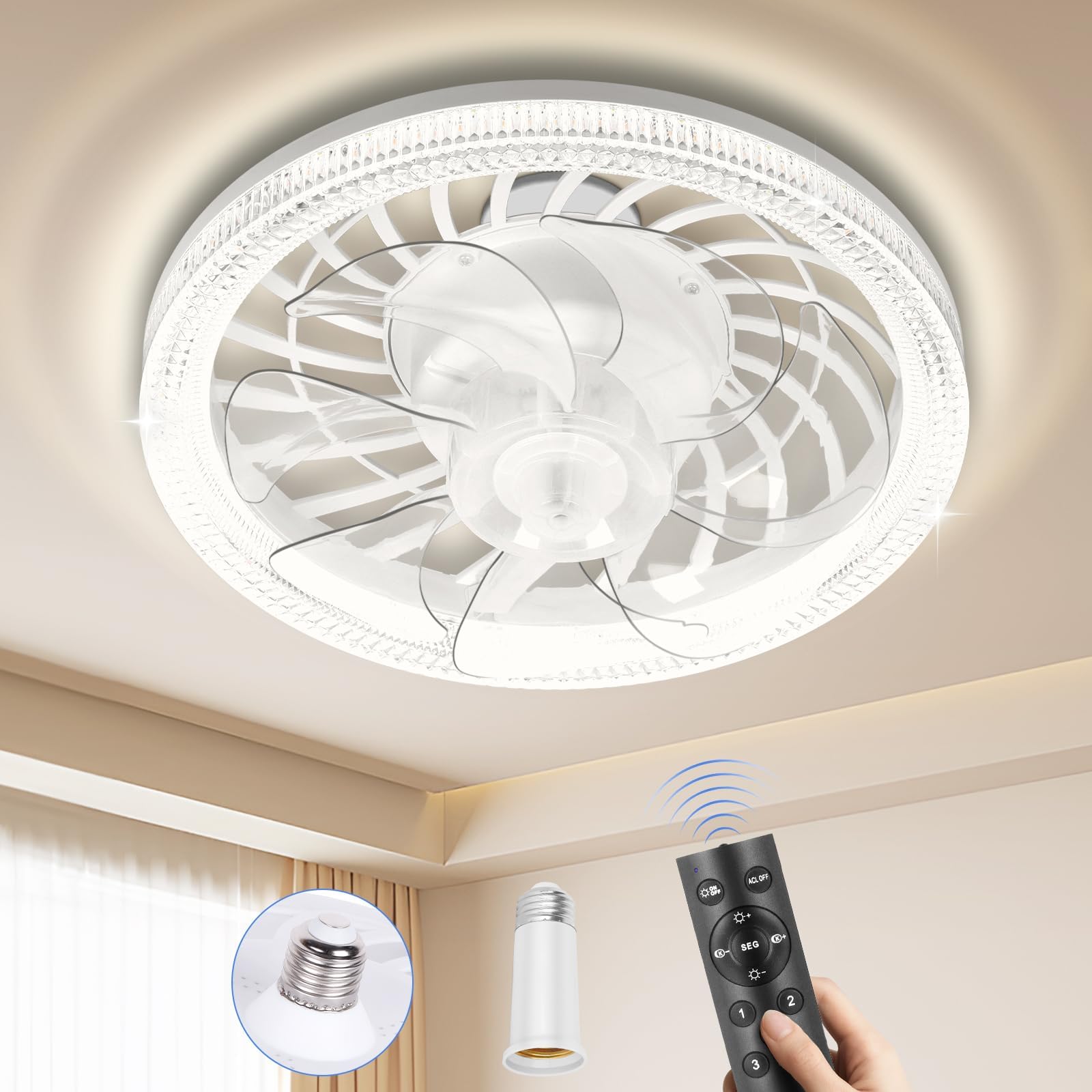Amazon.com: Bell+Howell Socket Air Wireless Ceiling Fan Light with ...