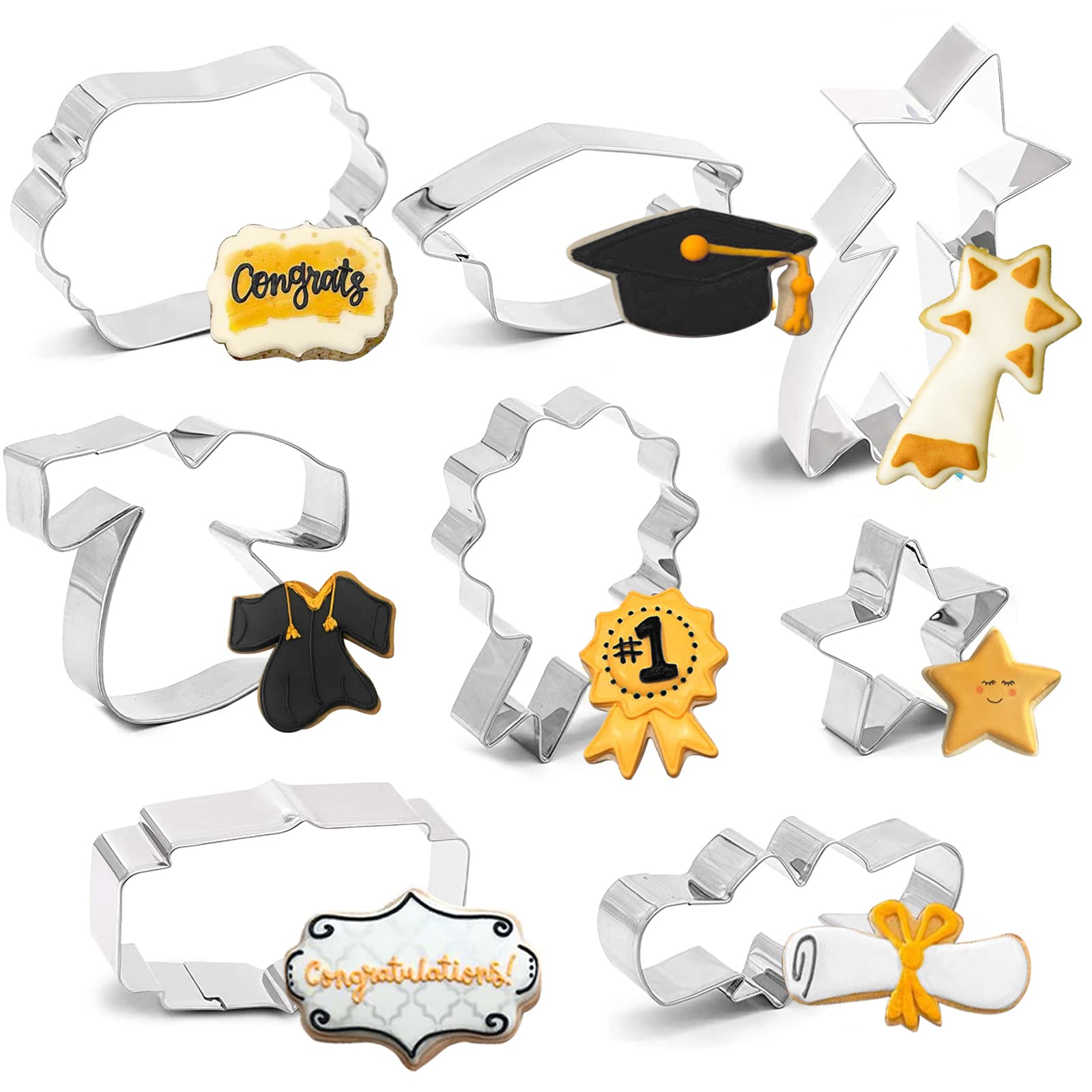Graduation Cookie Cutter Set Graduation Cap Diploma Medallion Star Gown ...