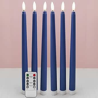 Amazon.com: Ni-JASW Navy Blue Flameless Taper Candles with Remote ...