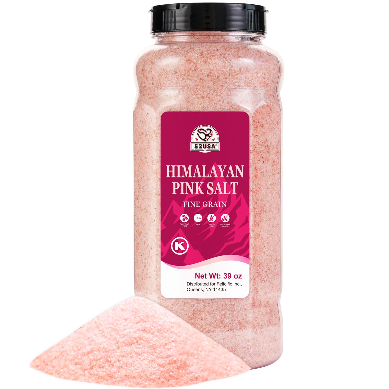 Amazon.com: 52USA Himalayan Pink Salt, Fine Grain, 39oz (2.4 LB), Pink ...