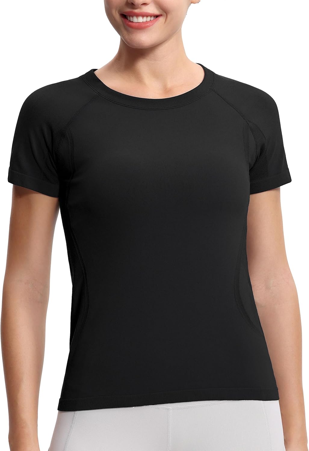 Amazon.com: THE GYM PEOPLE Women's Seamless Workout T-Shirts Short ...