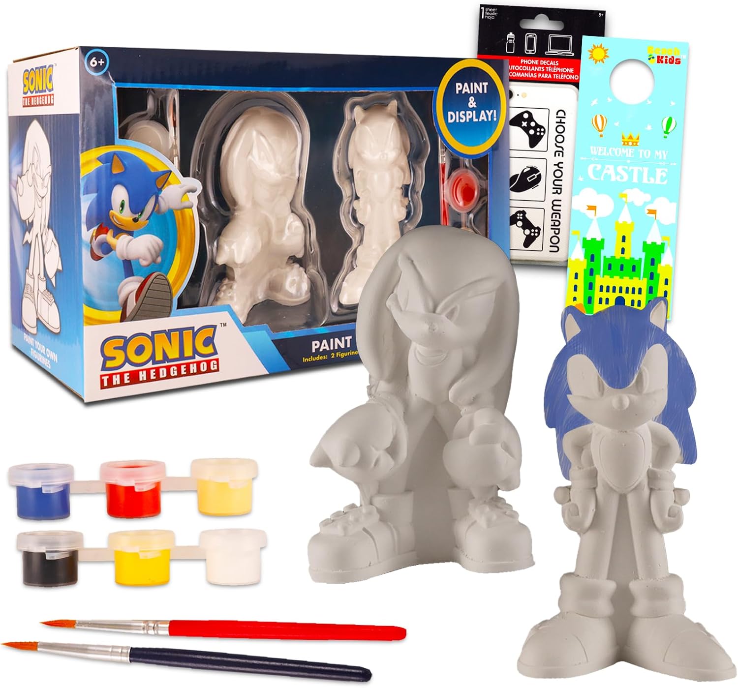 Amazon.com: Game Party Sonic The Hedgehog Paint Your Own Figurines Set ...