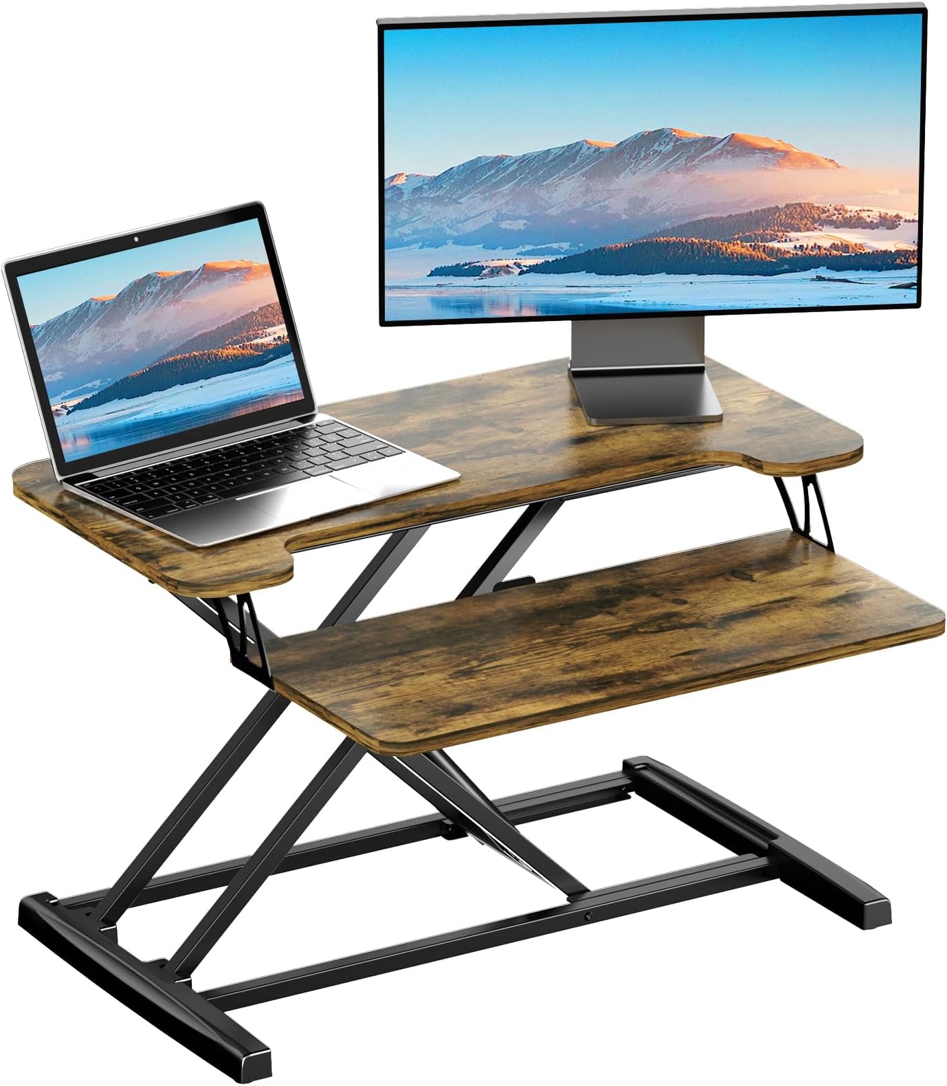 Duronic Standing Desk Converter DM05D1 BK Adjustable Sit Stand Desks ...