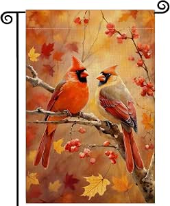 Amazon.com : Cardinal Bird Fall Garden Flag 12x18 Inch Double Sided ...