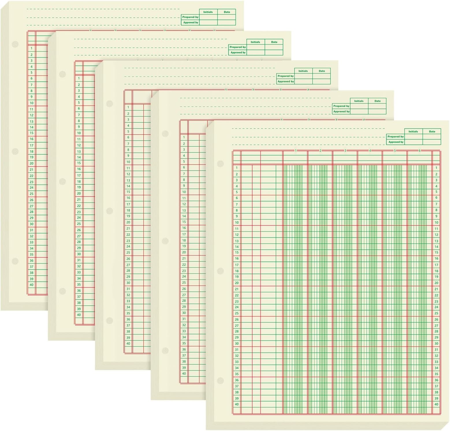 Amazon.com : Fulmoon 5 Pack 250 Sheets Ledger Paper Accounting Columnar ...