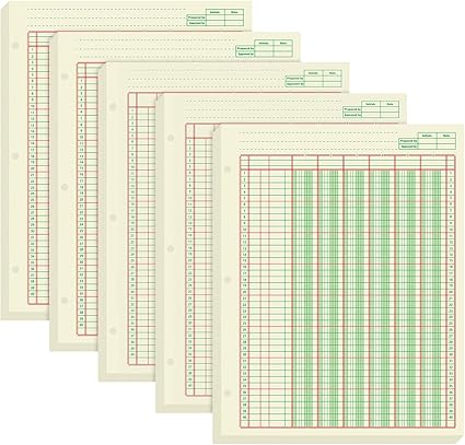 Amazon.com : Fulmoon 5 Pack 250 Sheets Ledger Paper Accounting Columnar ...
