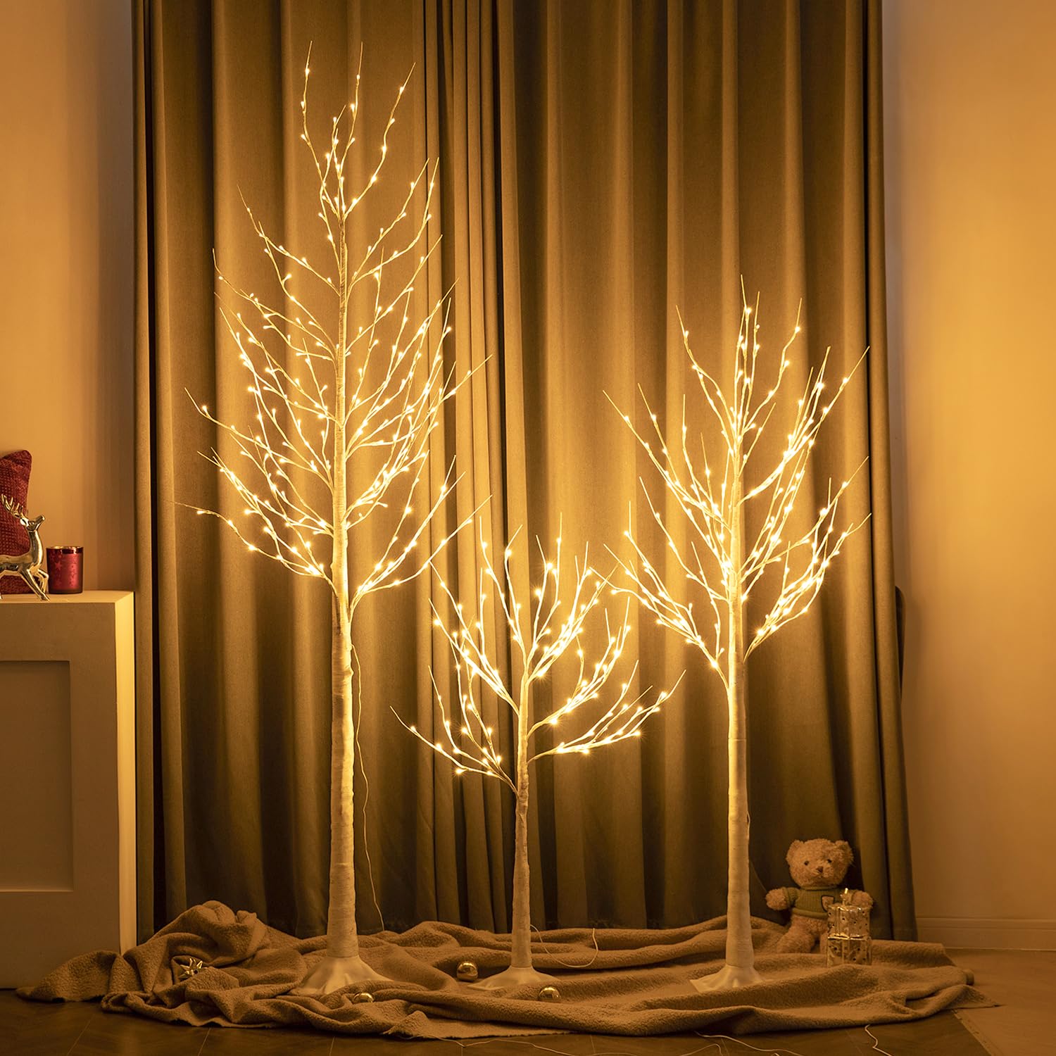 Amazon.com : LightsUp Birch Tree with LED Lights 4+6+8FT, 3PK ...