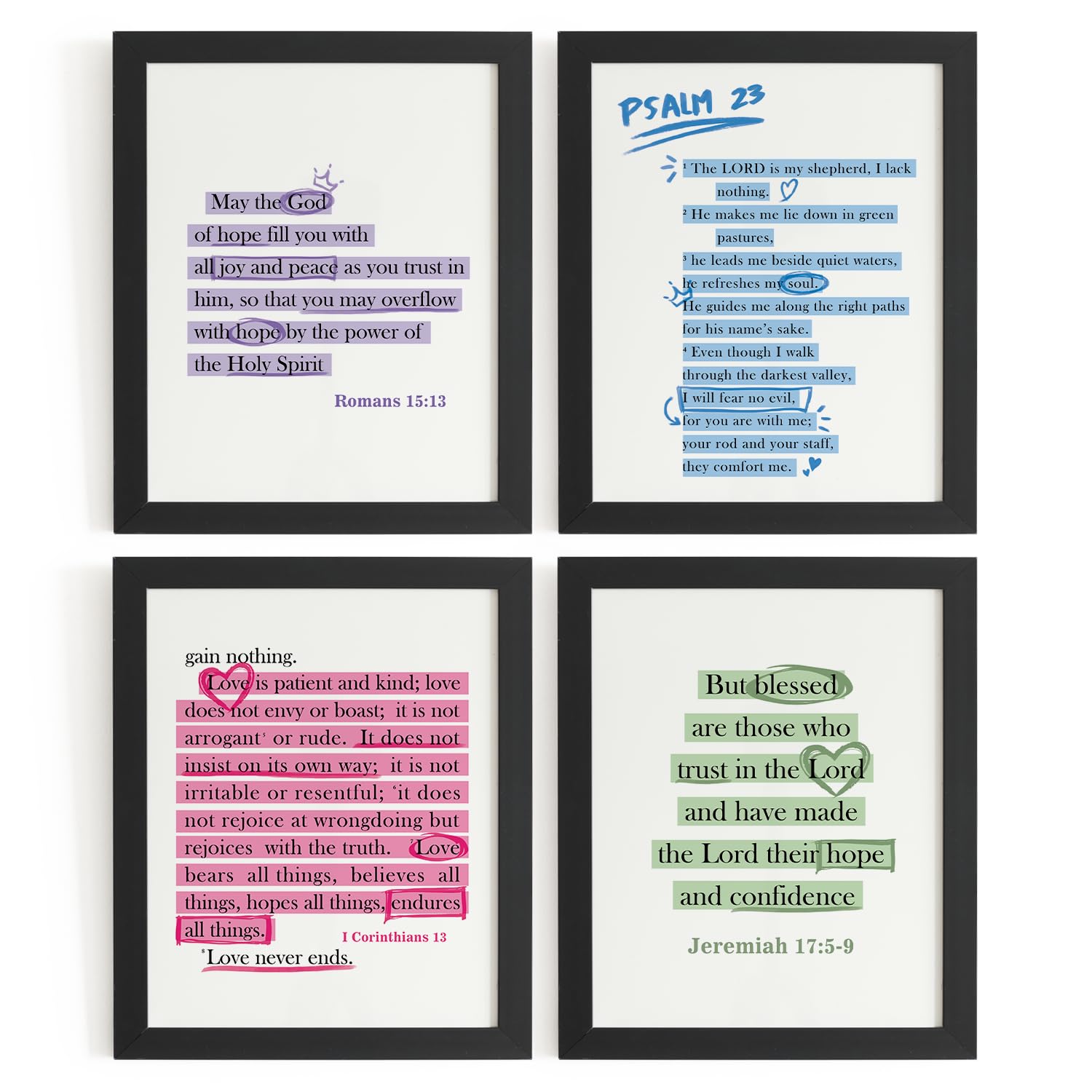 Amazon.com: DSHFG Pink Blue Bible Verses Wall Decor Scripture Wall Art ...