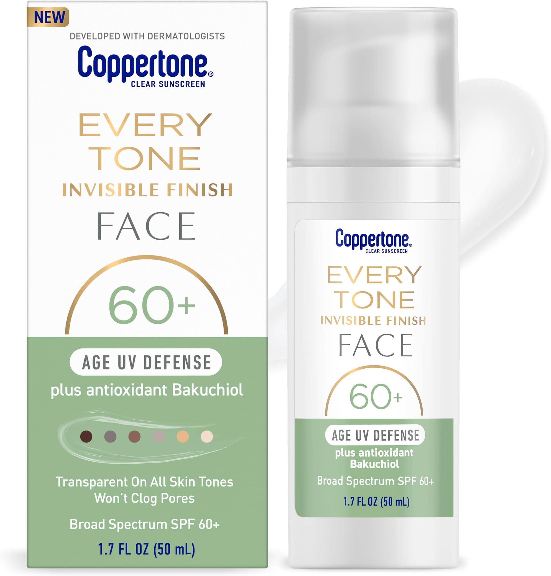 Amazon.com: Coppertone Every Tone Invisible Finish Age UV Defense Face ...