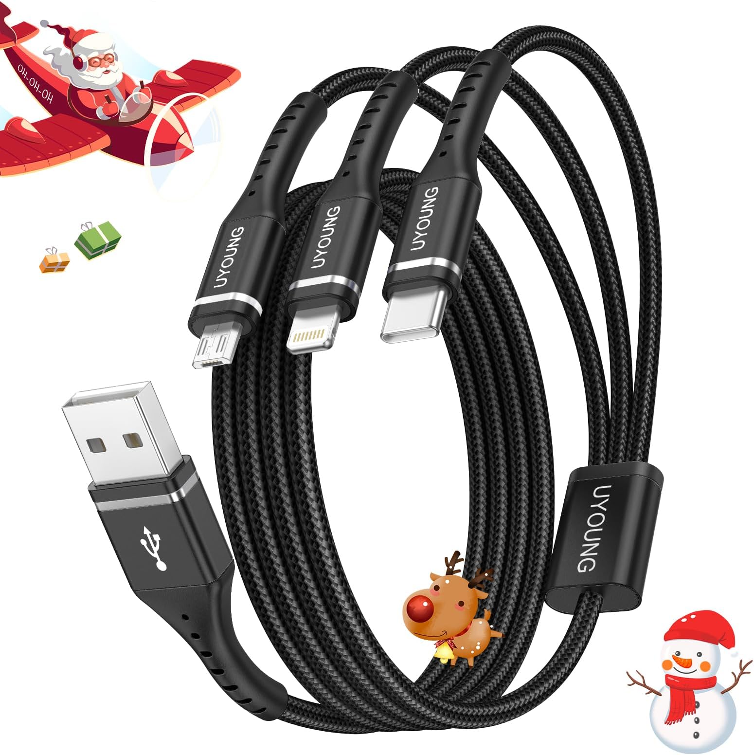 Amazon.com: 2 Pack 4 FT Multi Charging Cable Multiple USB 3 in 1 ...