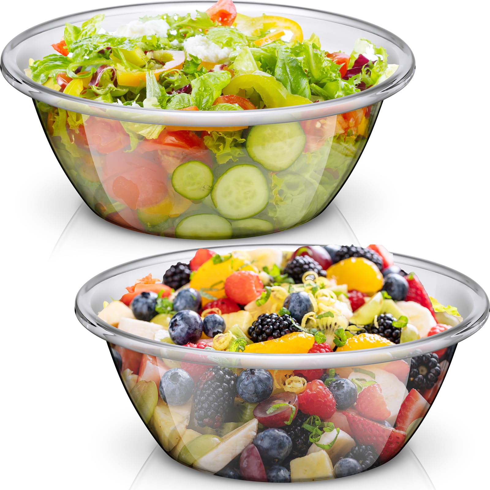 Amazon.com: Tioncy 2 Pcs Large Mixing Bowls 6 Quart Clear Salad Serving ...
