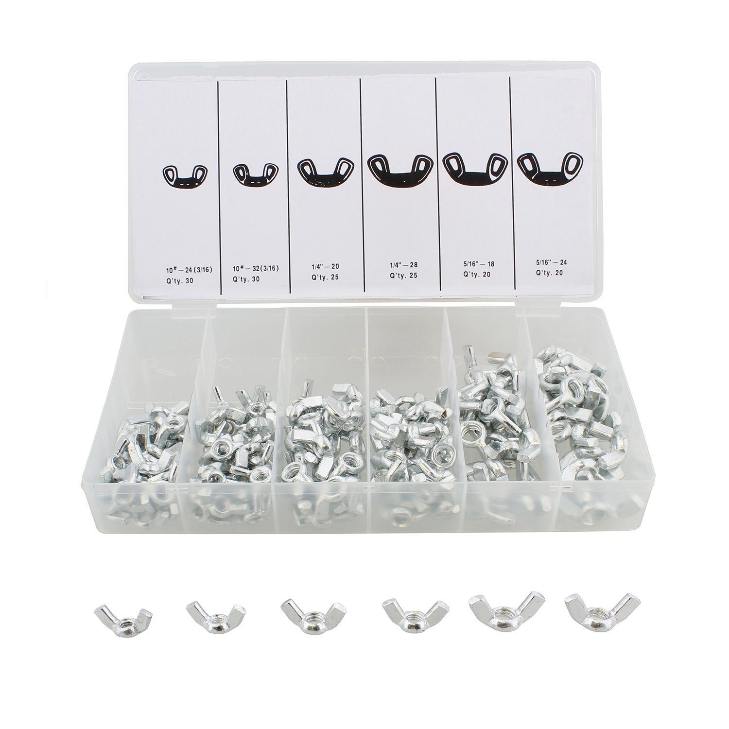 ABN Wing Nut 150-Piece Assortment – Metric 10mm and Standard SAE 1/4in ...