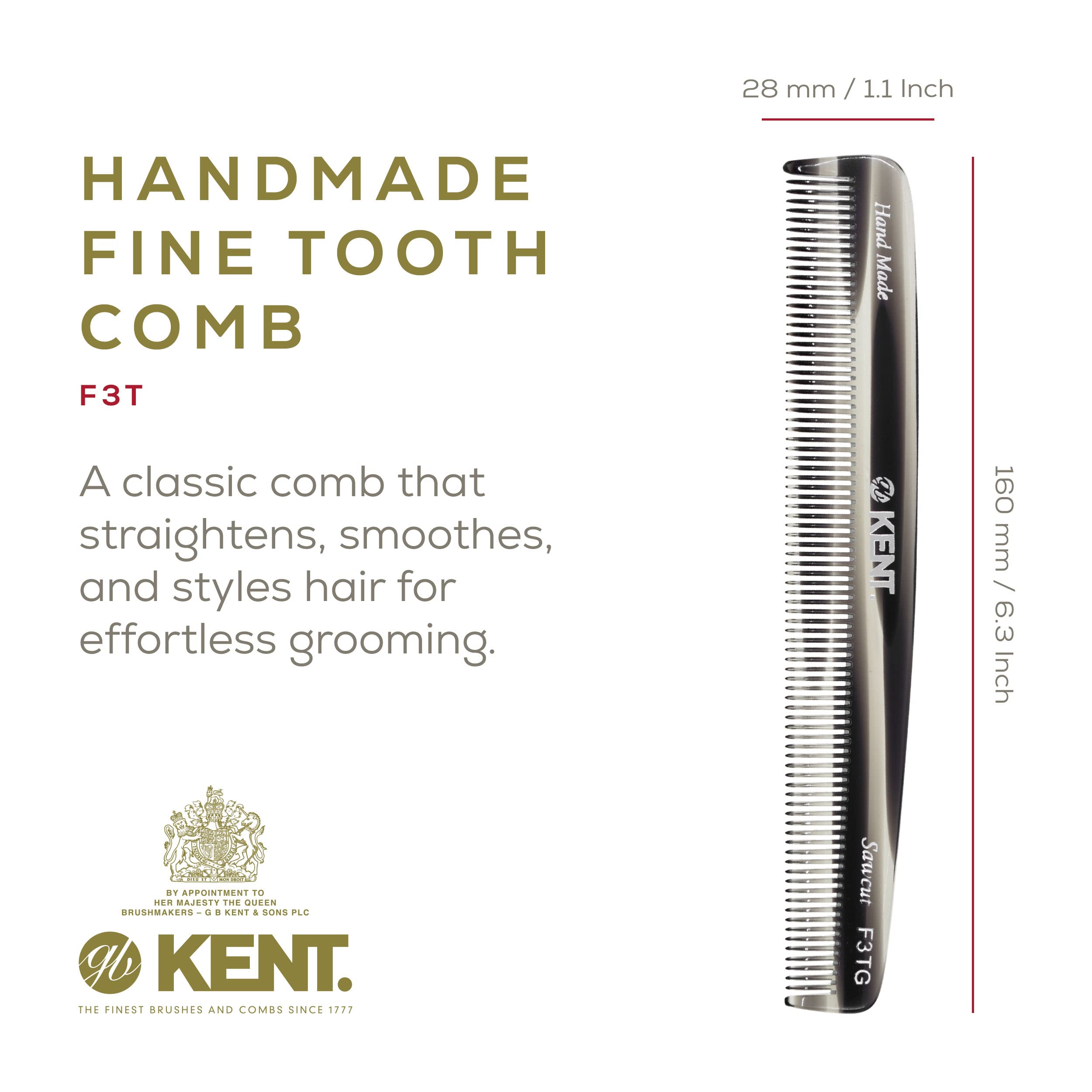Snapklik.com : Kent F3T G Fine Tooth Comb For Hair Parting, Handmade ...