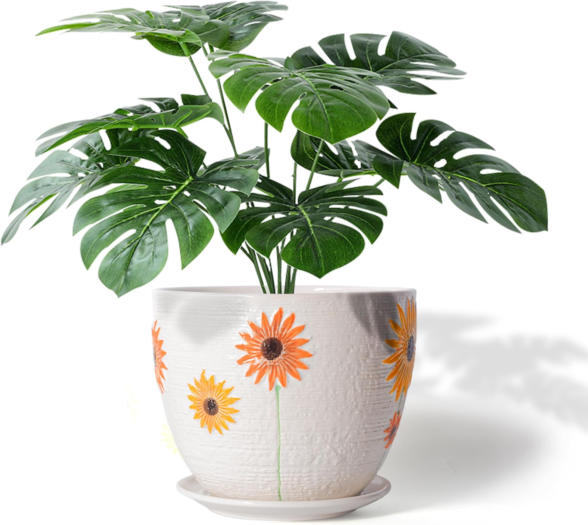 Amazon.com : 6 Inch White Planter for Plants with Drainage Hole and ...