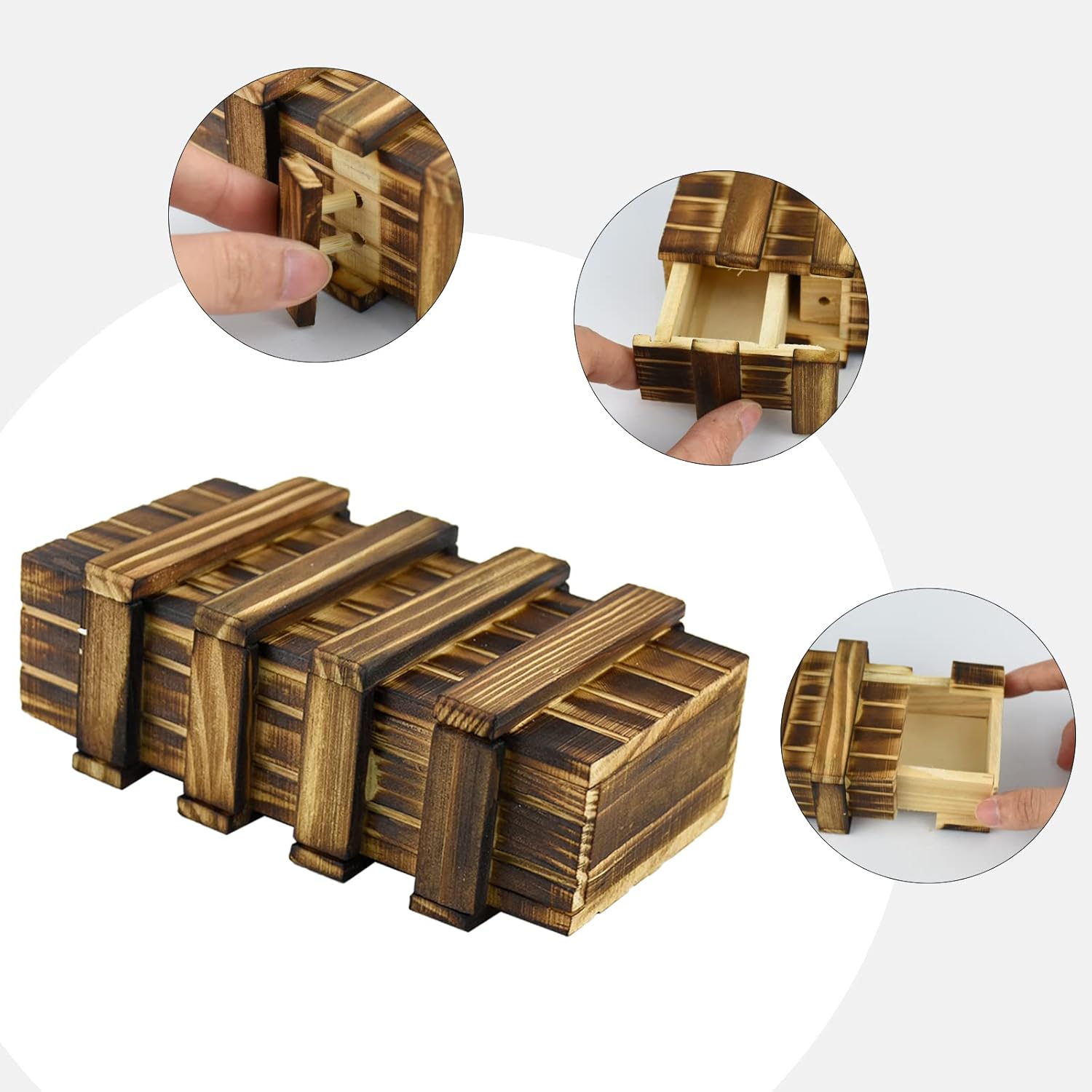 Coriver Wooden Magic Puzzle Box，Wooden Secret Magic Gift Box with 2 ...